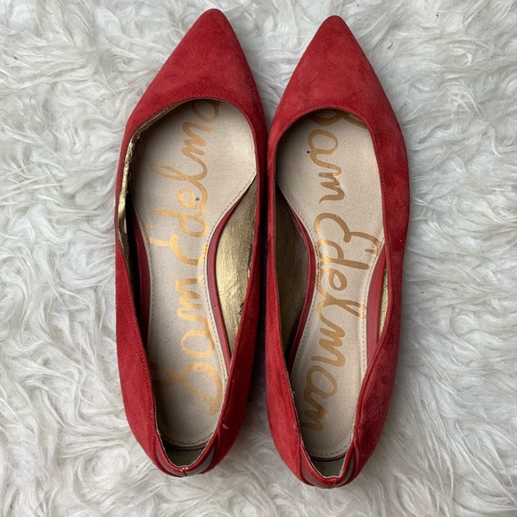 Sam Edelman | Shoes | Sam Edelman Red Suede Flats Size 75 | Poshmark